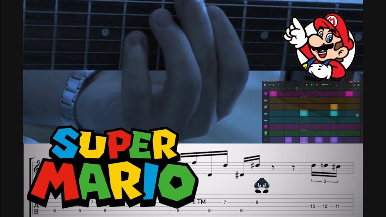 Super Mario Bros - Underworld with tabs (clean sound) Underground cover ...