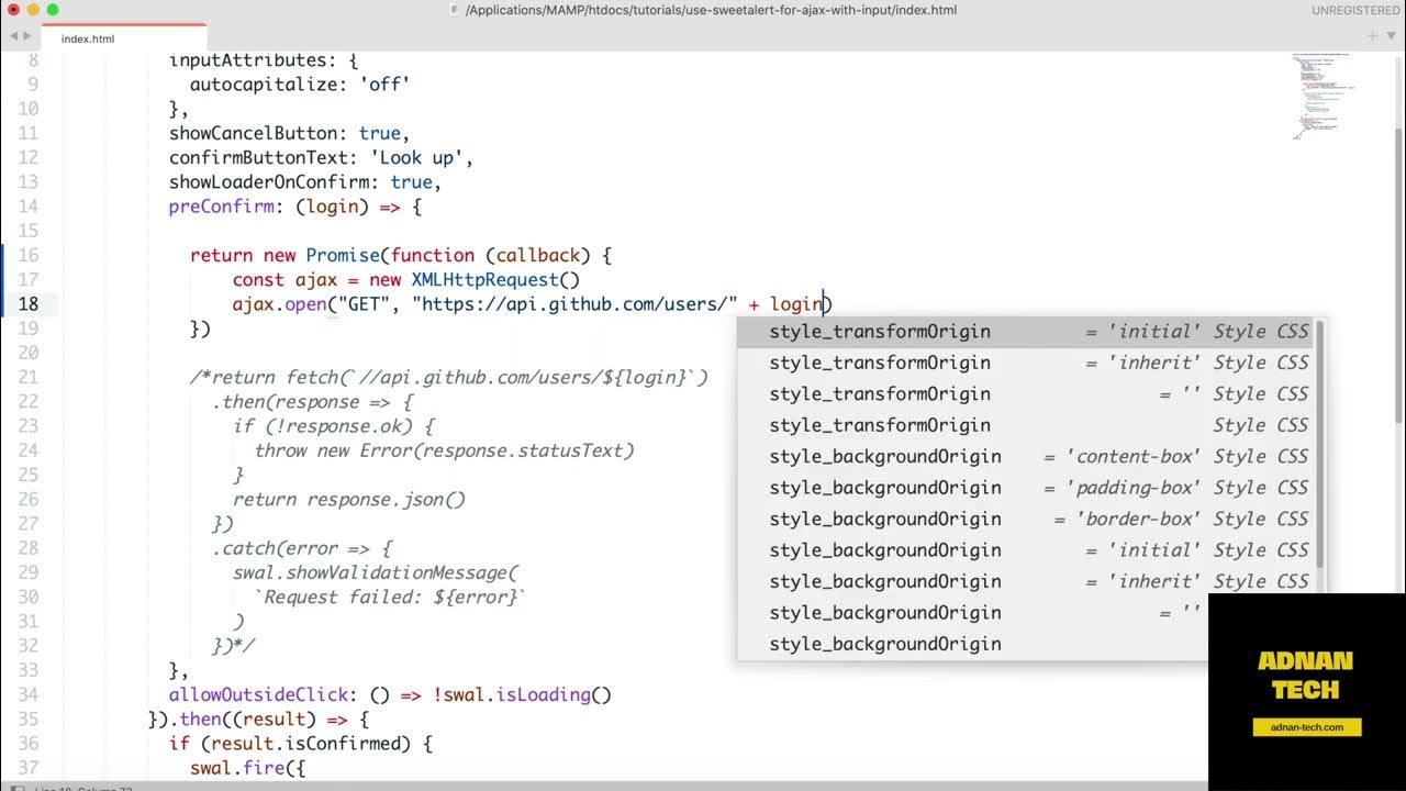 Sweetalert 2 AJAX - Use XMLHttpRequest instead of Fetch API - YouTube