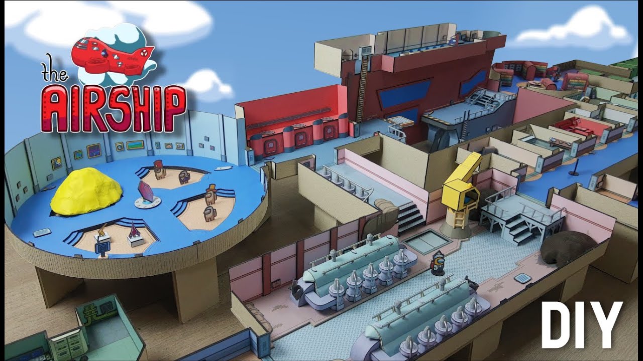 Making THE AIRSHIP (Among Us) FULL MAP with Cardboard and Polymer clay ...