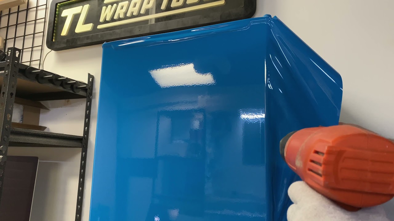 Vinyl wrapping a mini fridge - YouTube