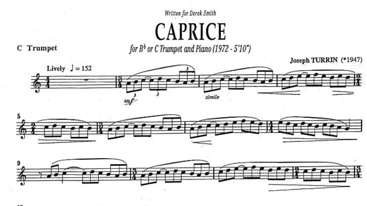 [TRUMPET SOLO] Caprice for Trumpet and Piano by Joseph Turrin - Heinz Karl Schwebel - YouTube