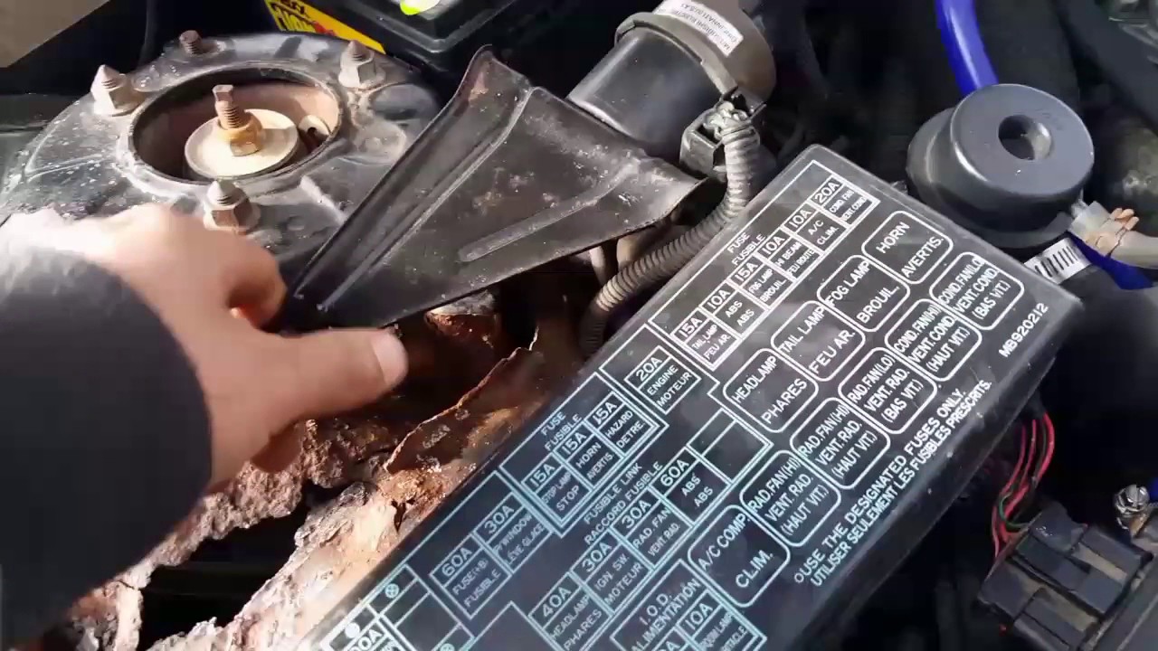 Welding up strut tower on 95 eagle talon tsi - YouTube