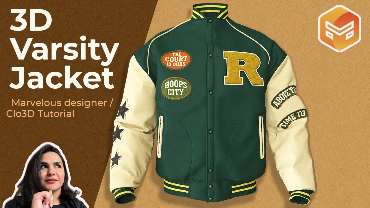 Marvelous Designer Varsity/ Basketball Jacket with patches and fur texturing (Full Tutorial) MD ...