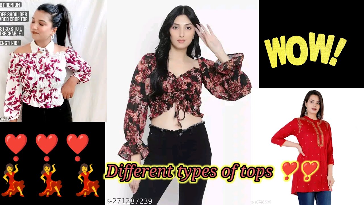 Different types of tops #long top #short top #crop top #kurti #stylish ...