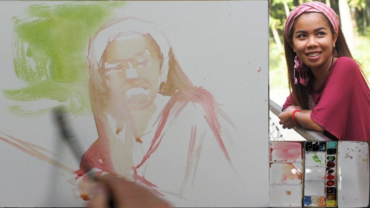 How to paint a smiling cambodian girl in watercolor with Amir Nir 1 of 4 - YouTube