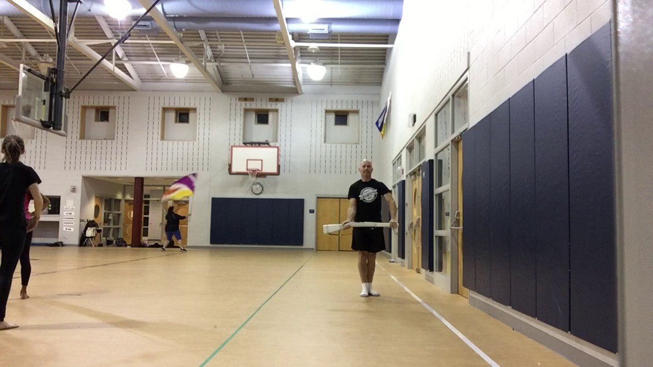 Glarehead Color Guard Stunt - Walking Rifle One Turn - YouTube