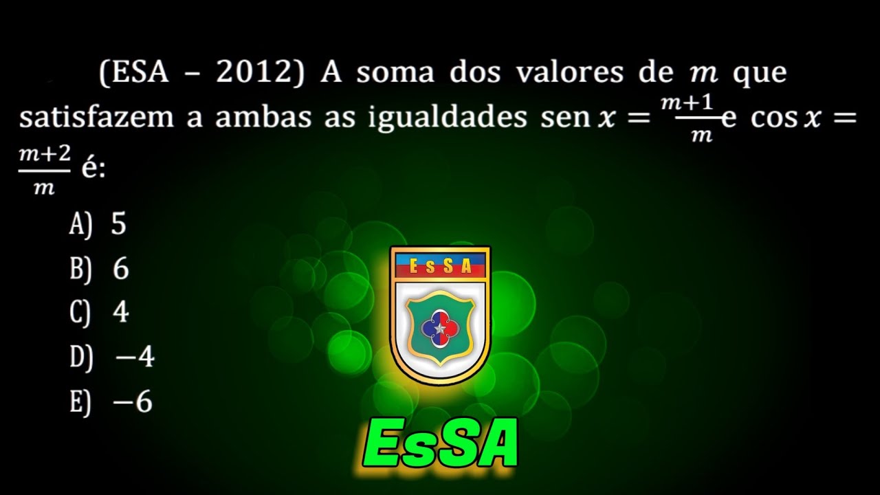 Questão de Matemática (Trigonometria - ESA) - YouTube