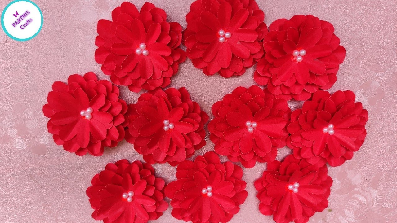 beautiful Red flower making 🌹/paper craft🌹/PARTHIS Crafts - YouTube