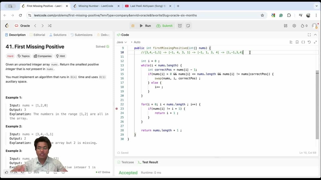 Swap to find first missing Positive number - leetcode 41 - Cyclic Sort - YouTube