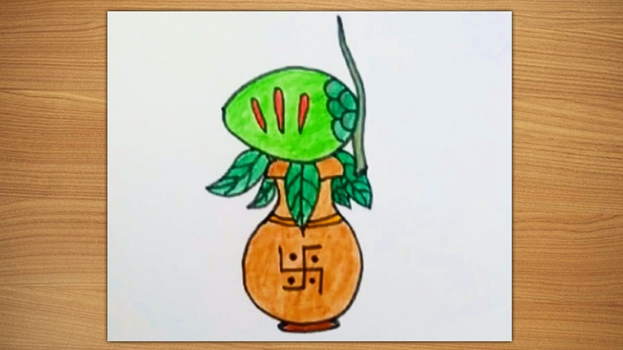 Easy Kalash Drawing // How to draw Kalash // মঙ্গল ঘট আঁকা - YouTube