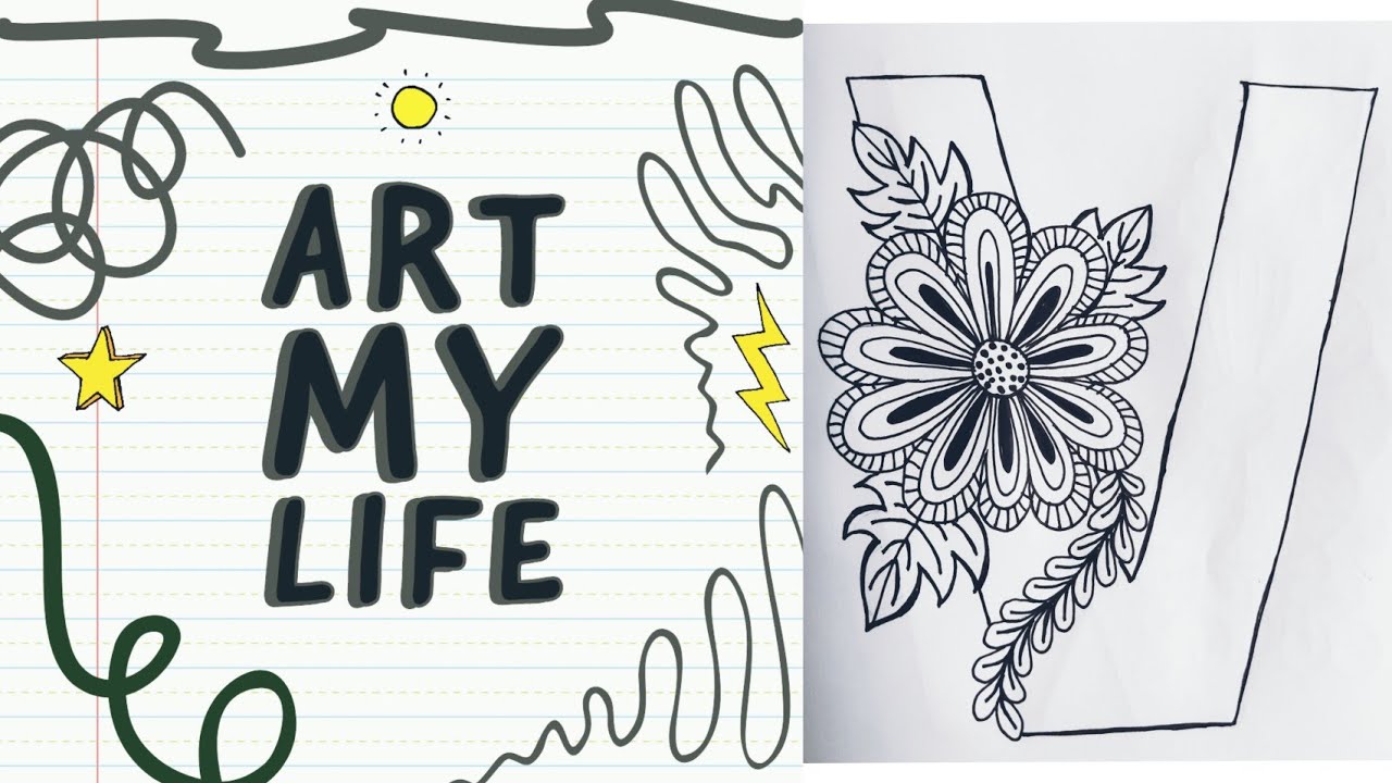 Easy letter 'V' doodle art for beginners - YouTube