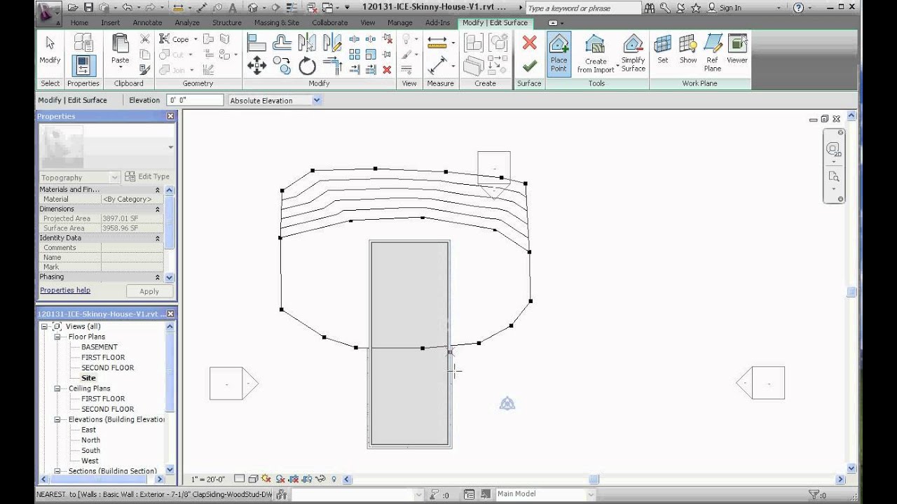 Revit, Project Basics - Modeling a Basement Part 9, Creating a Site ...