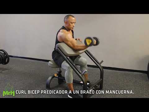 Ejercicio curl bicep predicador a un brazo con mancuerna. - YouTube