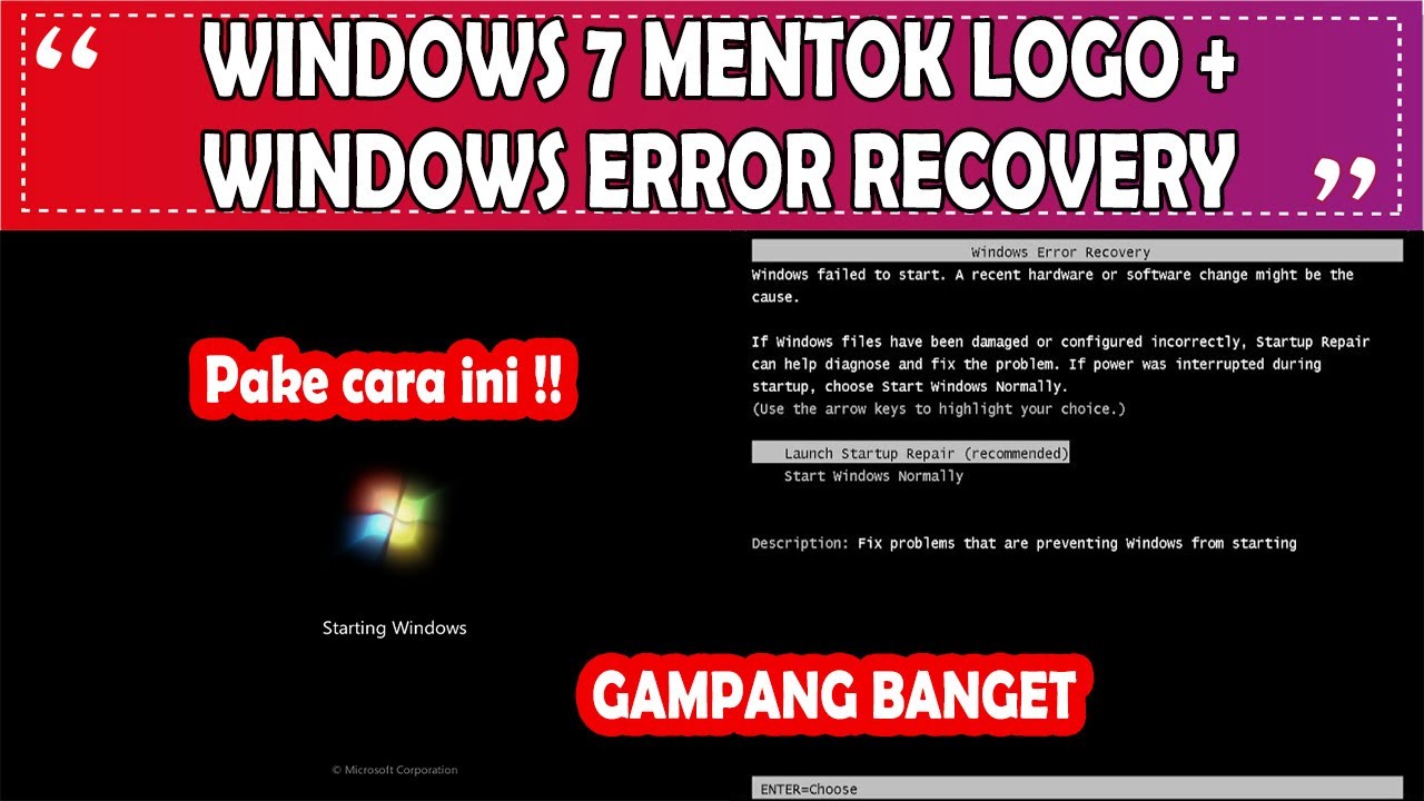 Windows ERROR dan STUCK di Logo? Begini Cara Mengatasinya!!! | Mas Amin ...