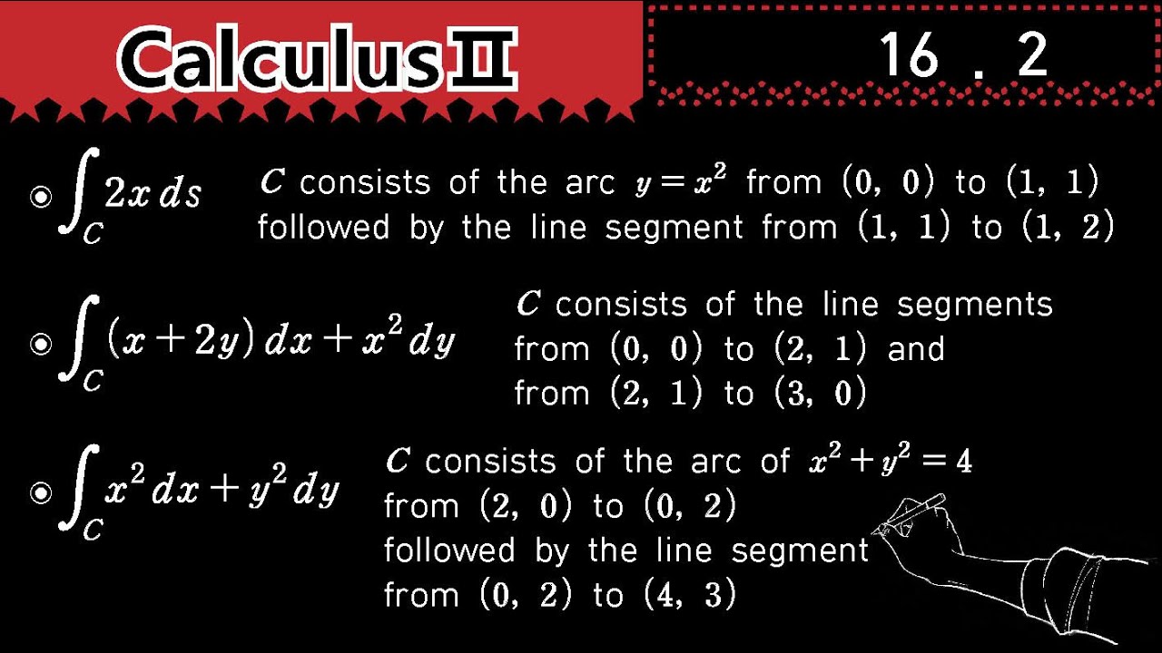 C16.2】 선적분∫dx+dy 계산. C=C1+C2 (arc + line segment) | Line Integrals ...