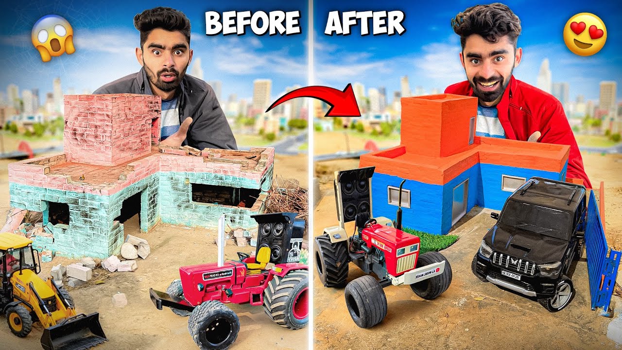 I Build a mini old house into new one using bricks with Rc Tractor in ...