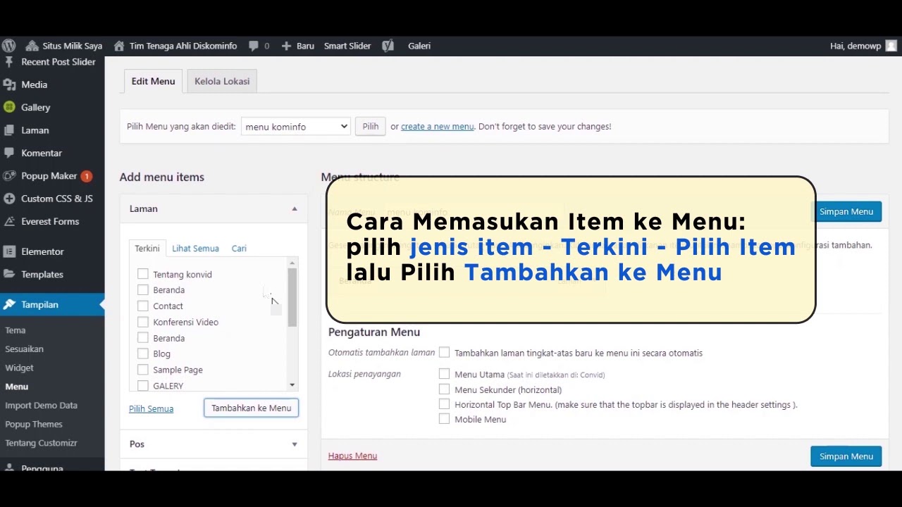 Panduan Menambahkan Menu pada Website OPD Pemerintah Kota Batam - YouTube