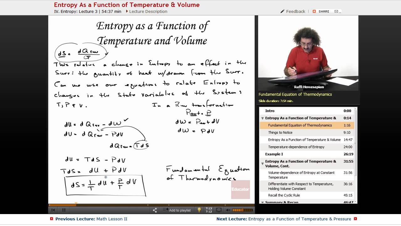 “Entropy as a Function of Temperature & Volume” | Physical Chemistry ...