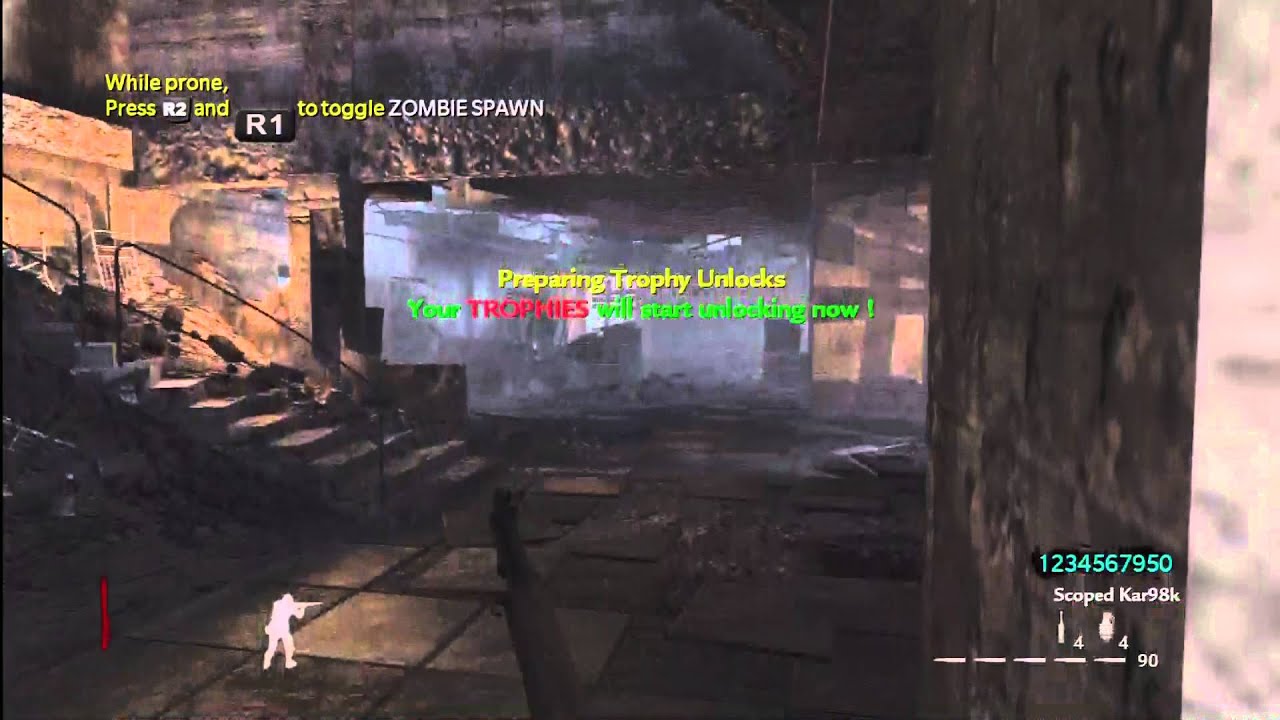 Call of Duty WAW modded zombie lobby Nacht der untoten PS3 ALL Trophies ...