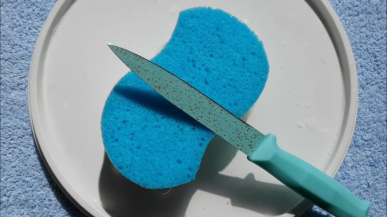 Soapy massage sponge slicing, ripping & bits squeezing ASMR |WATCH IN ...