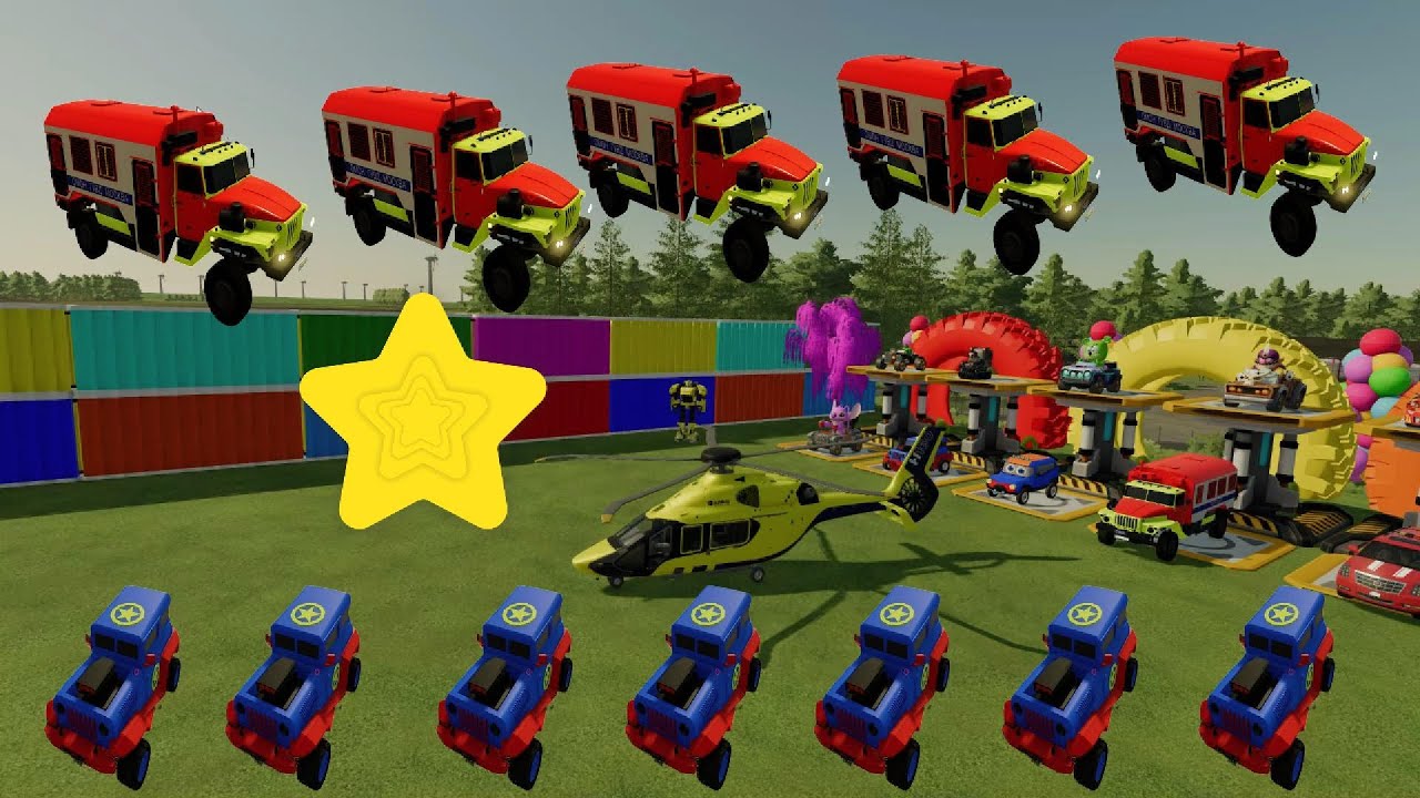 TRANSPORTING POLICE CARS HELICOPTER ! FS22 - YouTube