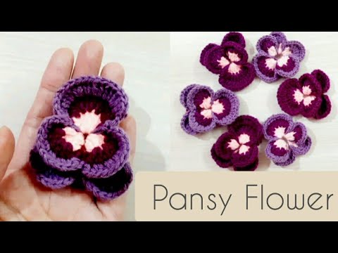 How to make Crochet Pansy Flower | Easy Crochet Flower | Step by step ...