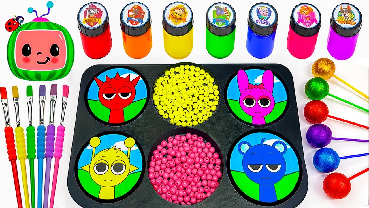 Satisfying Rainbow Sprunki Slimes & Glitter Candy Cutting | DIY ASMR ...