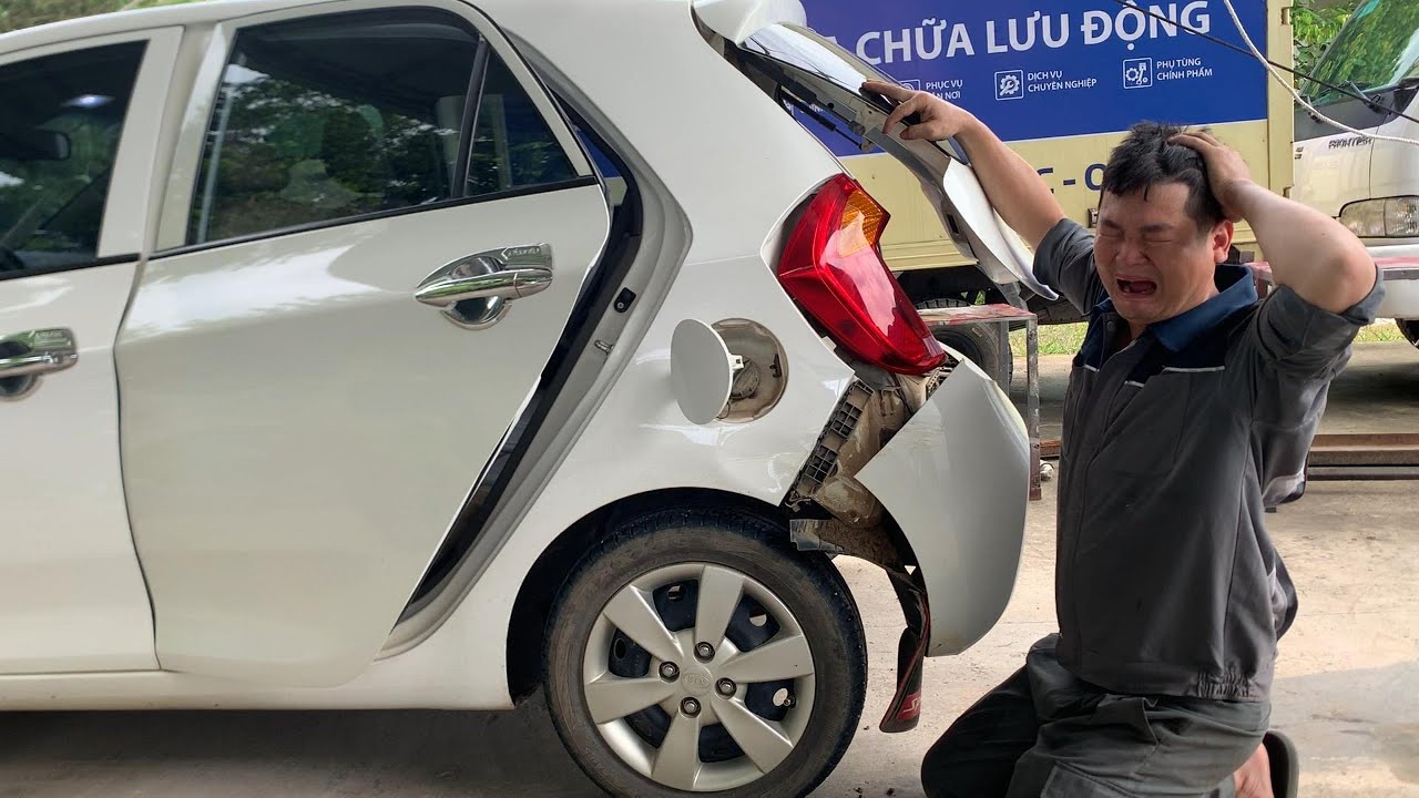 kia morning repaired and restored the rear of the crashed car - YouTube