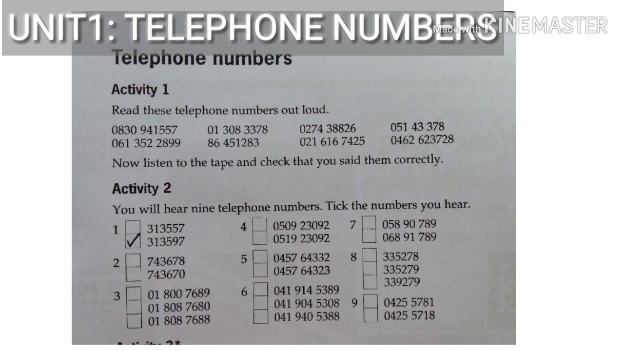 Audio sách Listen Carefully| Unit1: Telephone numbers | Activity 1,2,3 ...