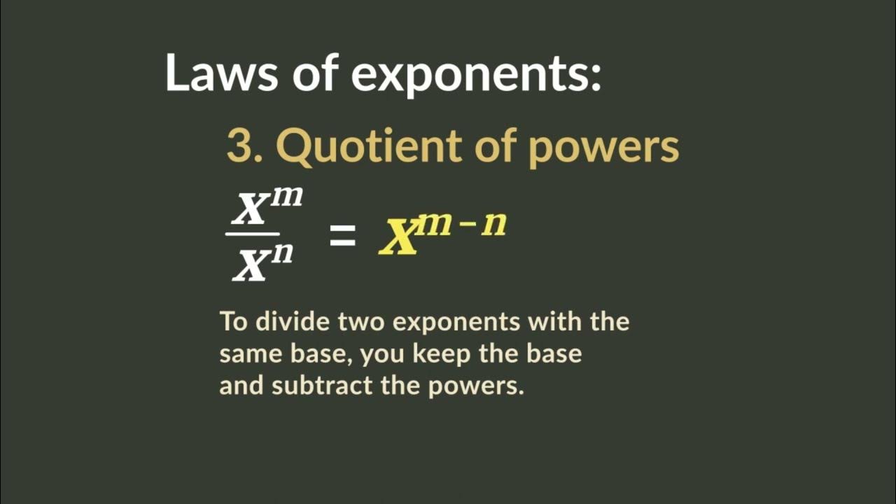 2.5 Laws of exponents: 3 - Quotient of powers #math #maths - YouTube