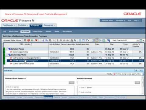 Primavera P6 Enterprise Project Portfolio Management Demo - YouTube