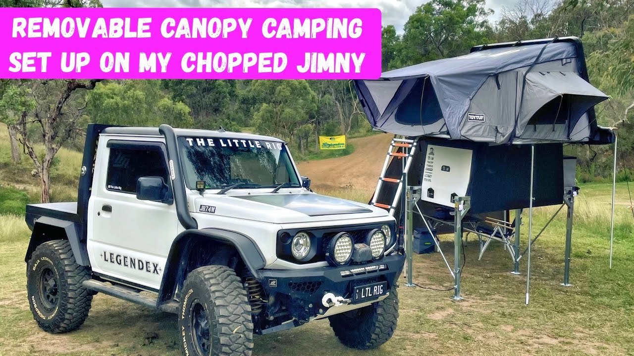 Camp set up with a removable canopy - Chopped Suzuki Jimny - YouTube