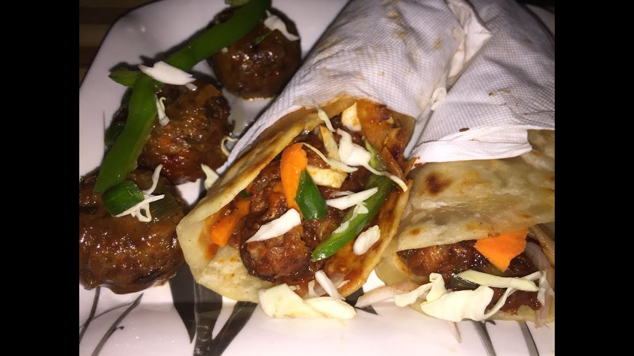 Veg manchurian wraps - Vegetable manchurian rolls - Manchurian franky ...