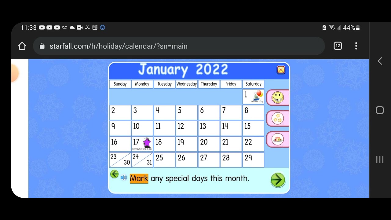 Starfall calendar for January 17th 2022 - YouTube