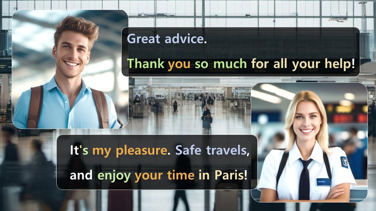 English Conversation [At the airport & on the plane] Listening ...