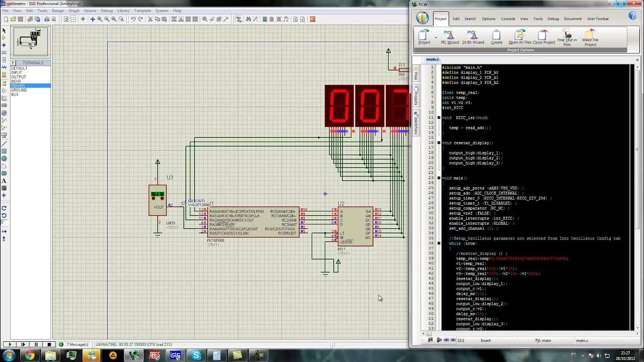 simple thermometer with lm35 , pic 16f688 and 7 segment display , with CCS code - YouTube