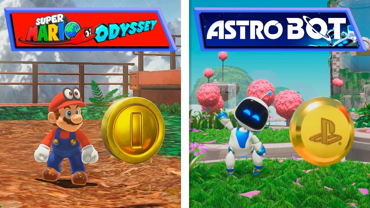 Astro Bot VS Super Mario Odyssey + 4K Gamer Pro | Physics, Animations ...