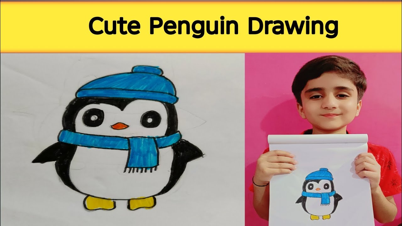 Cute Penguin Drawing with Colours | How to Draw Cute Penguin Drawing ...