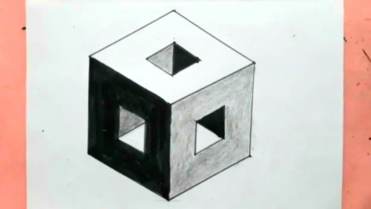 Easy to draw 3d cube illusions sketch || How to draw 3d sketch ...