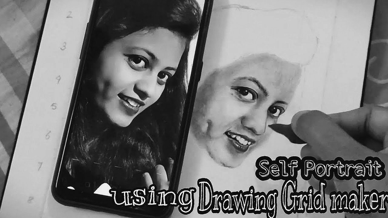 Drawing self portrait using grid method | TIMELAPSE VIDEO - YouTube
