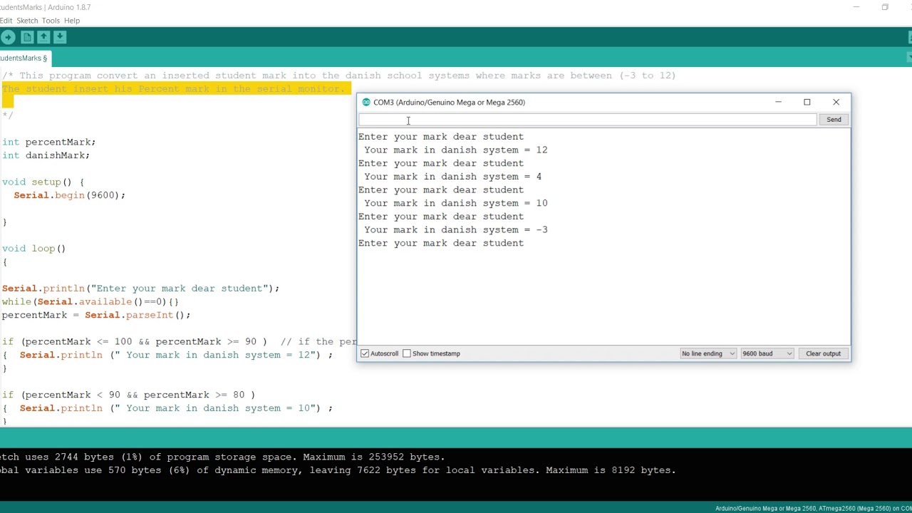 Converting student percentage marks to the danish grading system - YouTube