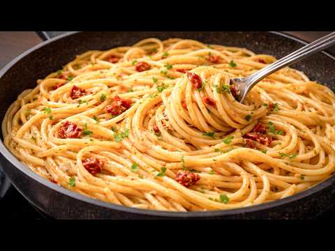 10 dakikada inanılmaz lezzetli Sicilya spagetti! Akşam yemeği için kolay makarna tarifi!