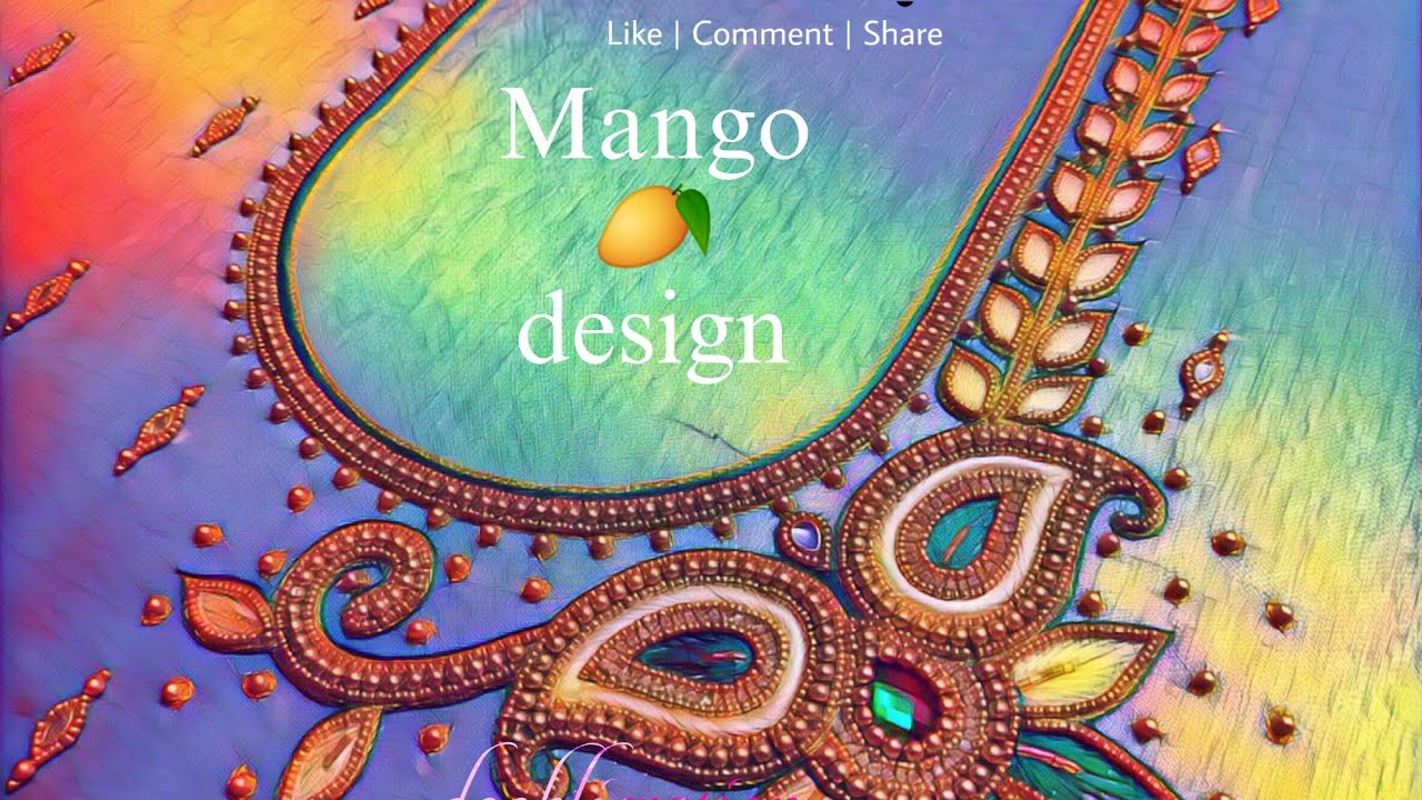 Aari work New mango 🥭 design, New and different design, mango with leaf ...