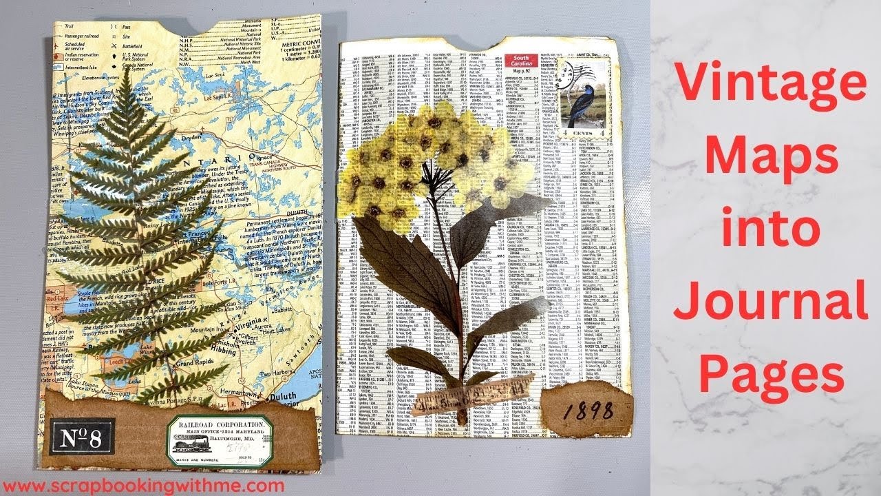 NEW VINTAGE MAPS INTO BEAUTIFUL DOUBLE JOURNAL PAGES WITH POCKETS - YouTube