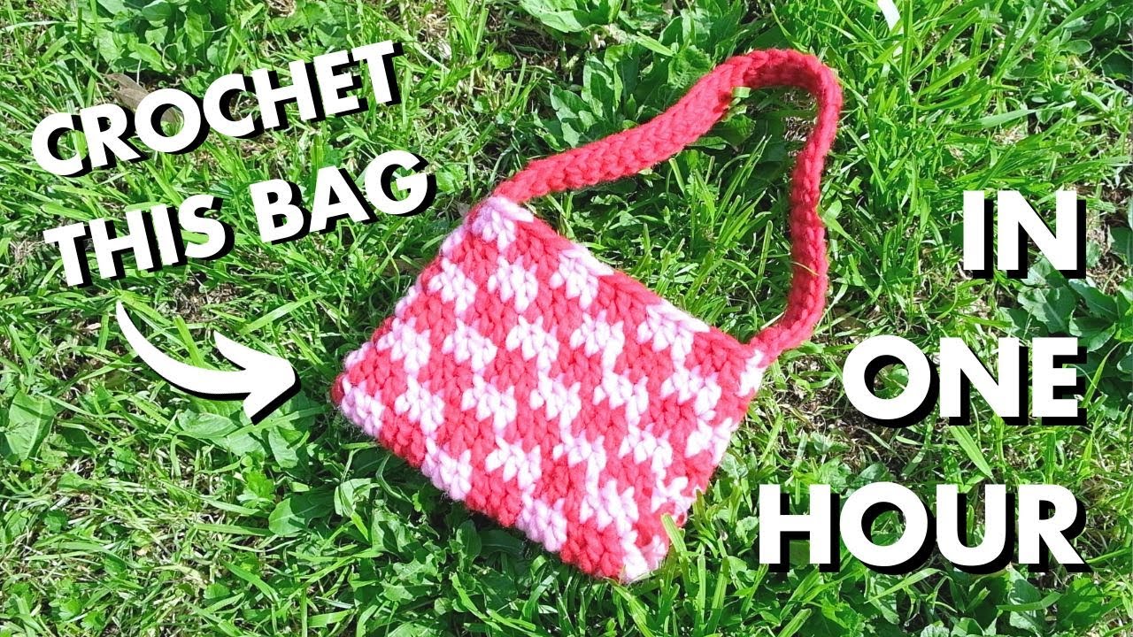 chunky checkered crochet bag tutorial (make this in 1 hour!!) - YouTube