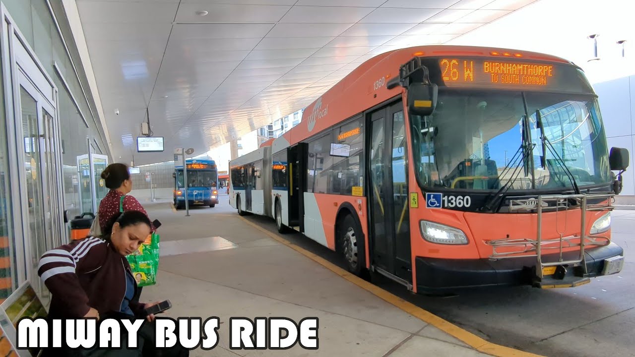 26W MiWay Bus Ride From Kipling Terminal To South Common Bus Terminal ...
