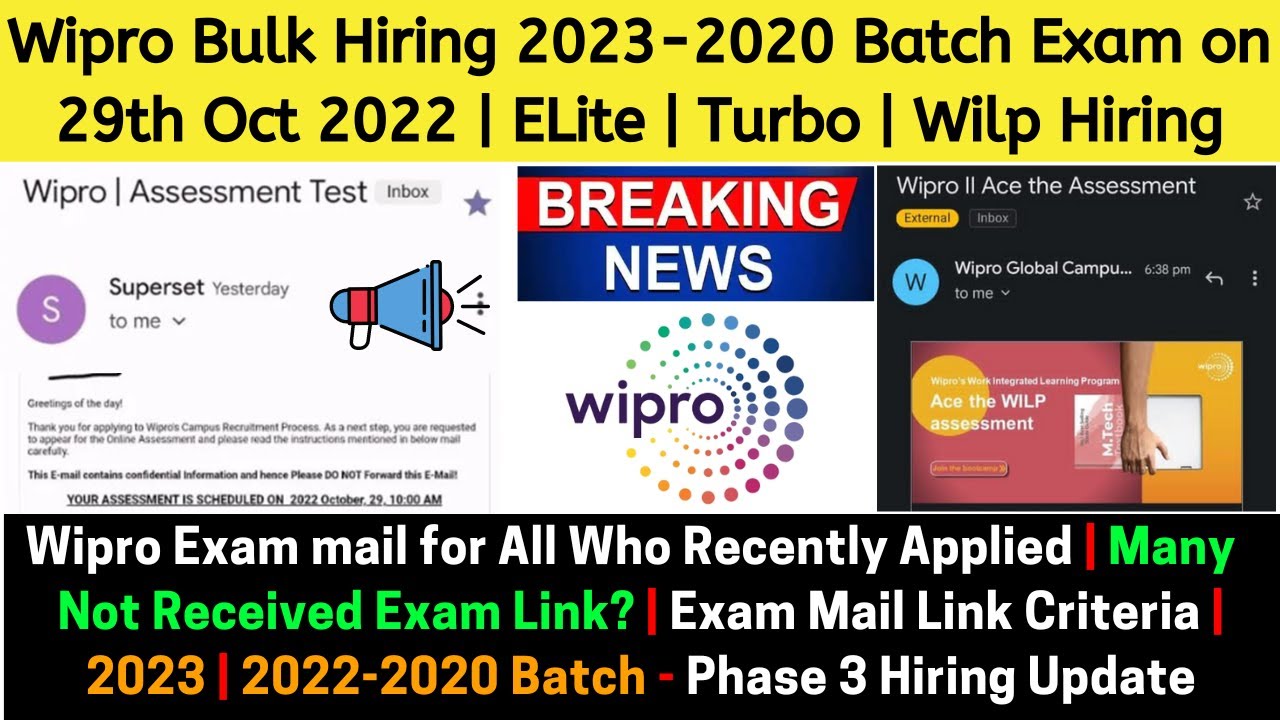 Wipro Elite | Turbo | Wilp Hiring 2023-2020 Batch Exam on 29th Oct 2022 ...