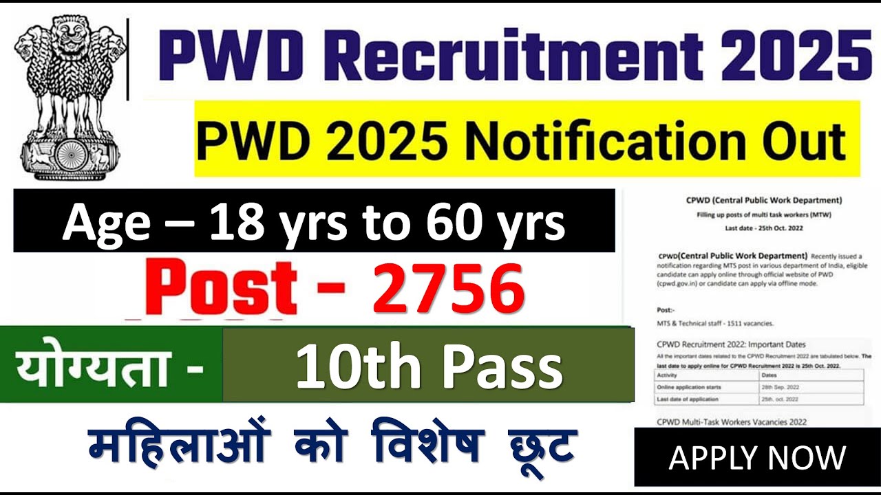 pwd recruitment 2025, PWD Vacancy 2025 | Latest Government Jobs 2025 ...