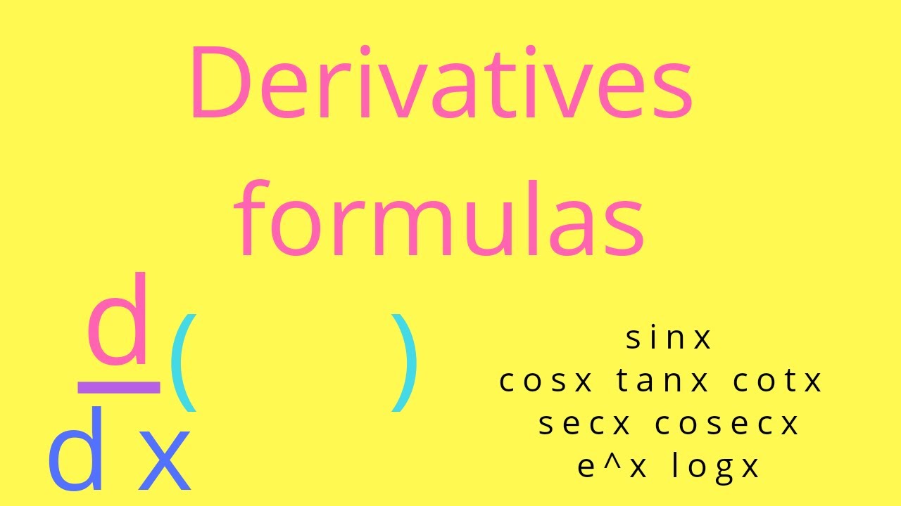Derivatives formula. Quick revision of all derivatives formula. - YouTube