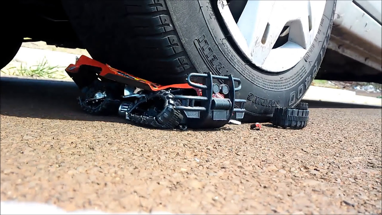 Crushed under tire. - YouTube